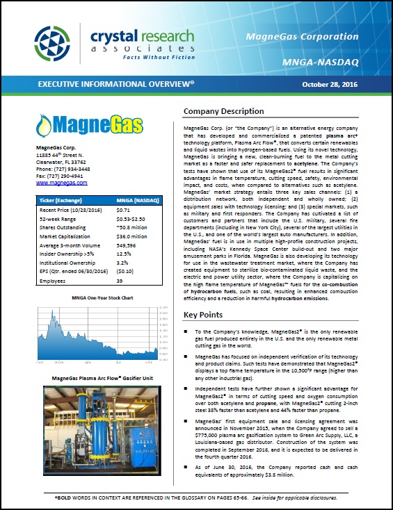 New Research Released on MagneGas Corp. $MNGA